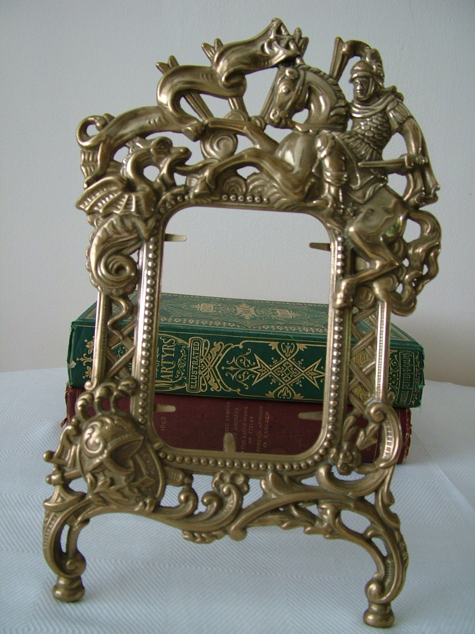Large Brass Photo Frame. Large Vintage George & the Dragon Brass Photo ...