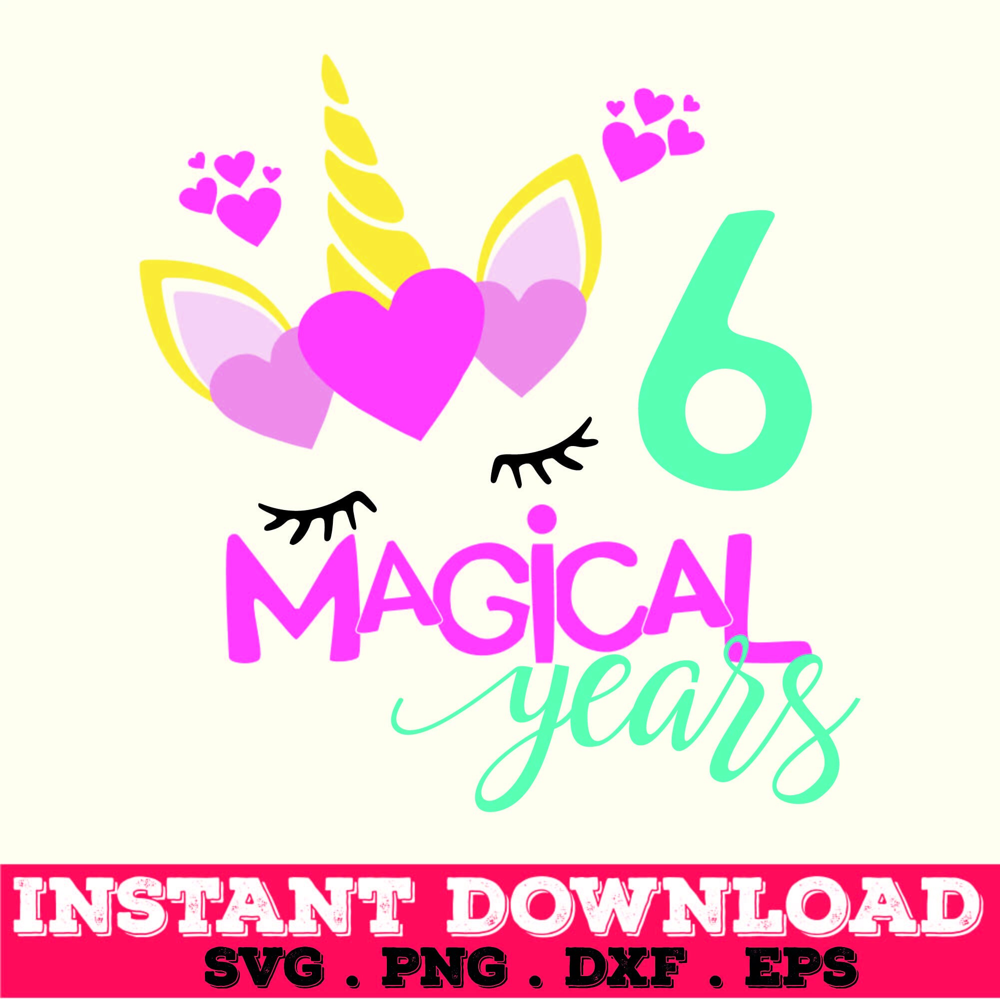 Digital Art & Collectibles Drawing & Illustration 6th Birthday Unicorn ...