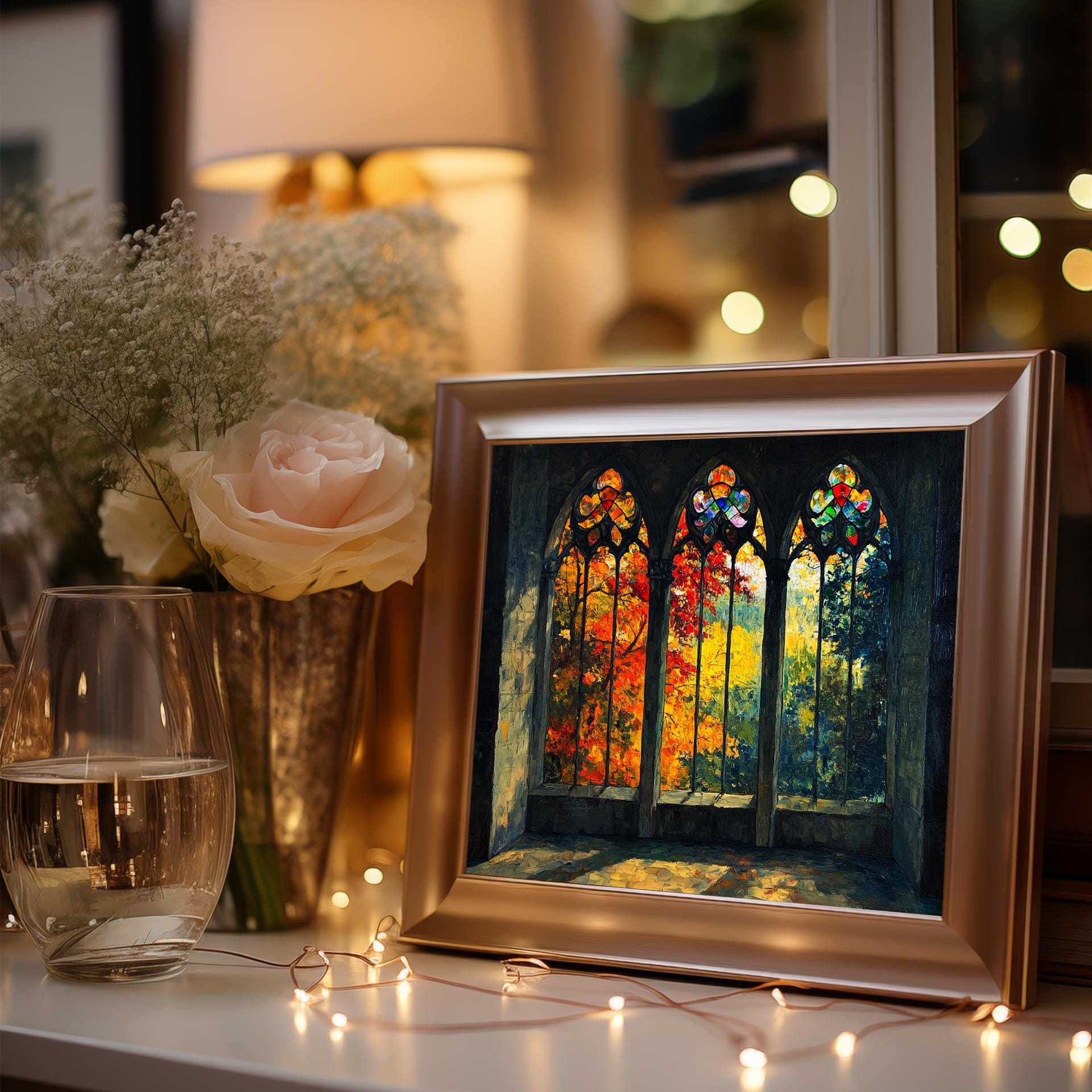 Stained Glass Cathedral Window Art Print: Van Gogh Style (digital ...