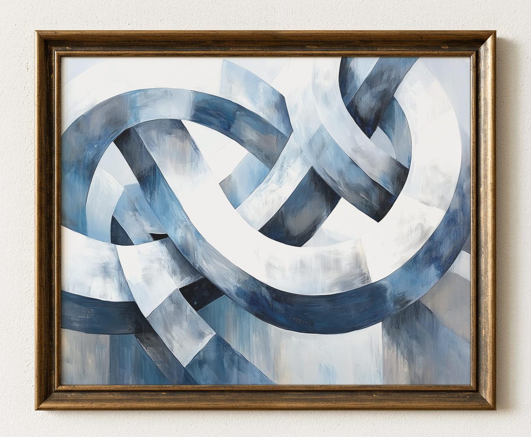 Modern Abstract Interlocking Ribbon Forms - Printable Oil Painting ...