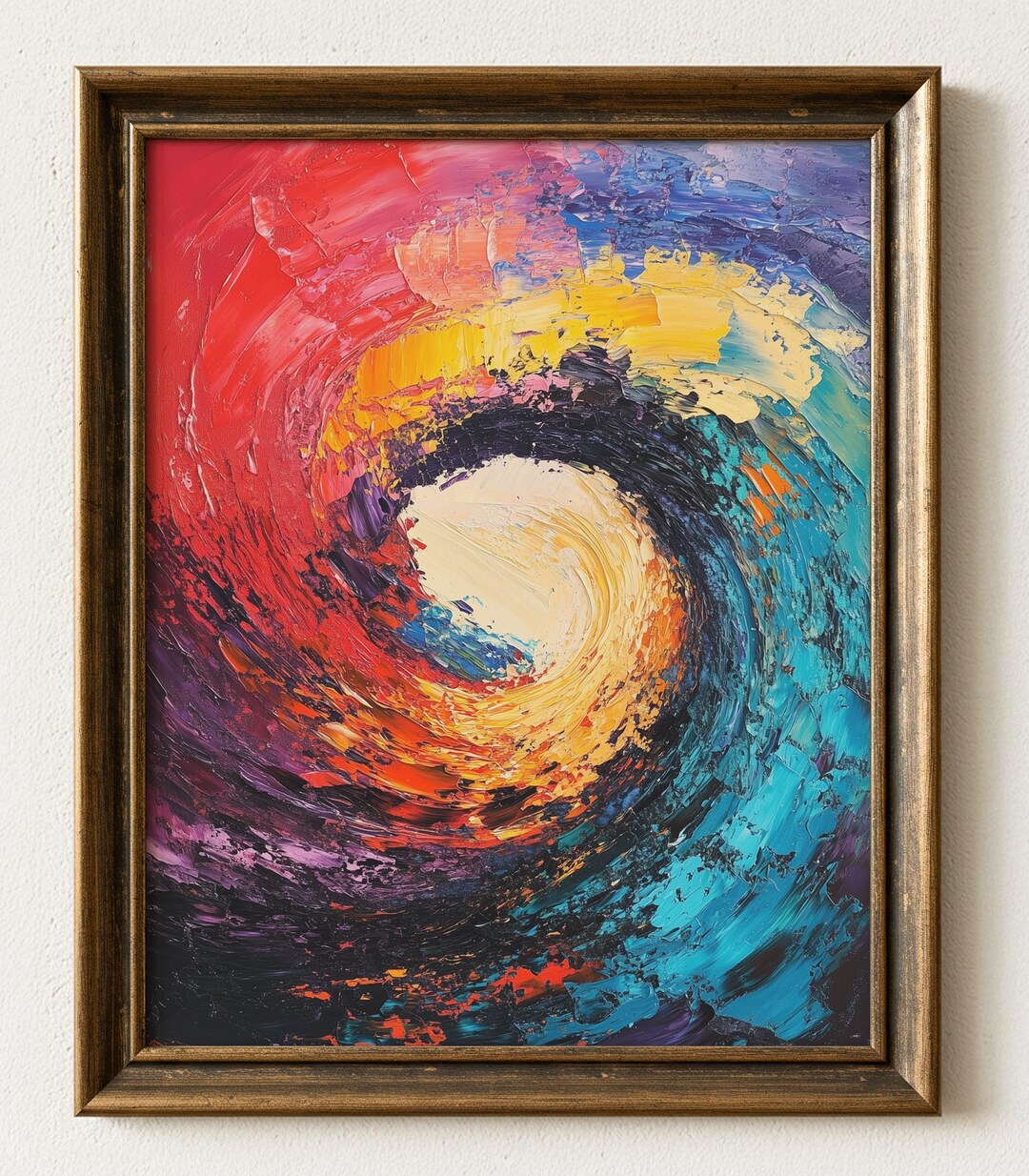 Abstract Swirl Art Print: Red, Yellow, Blue, Purple Tones (digital ...