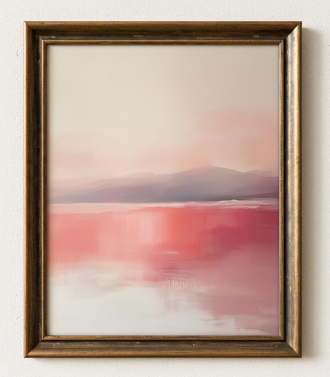 Abstract Sunset Lake Landscape Art Print: Serene Mauve Decor (digital ...