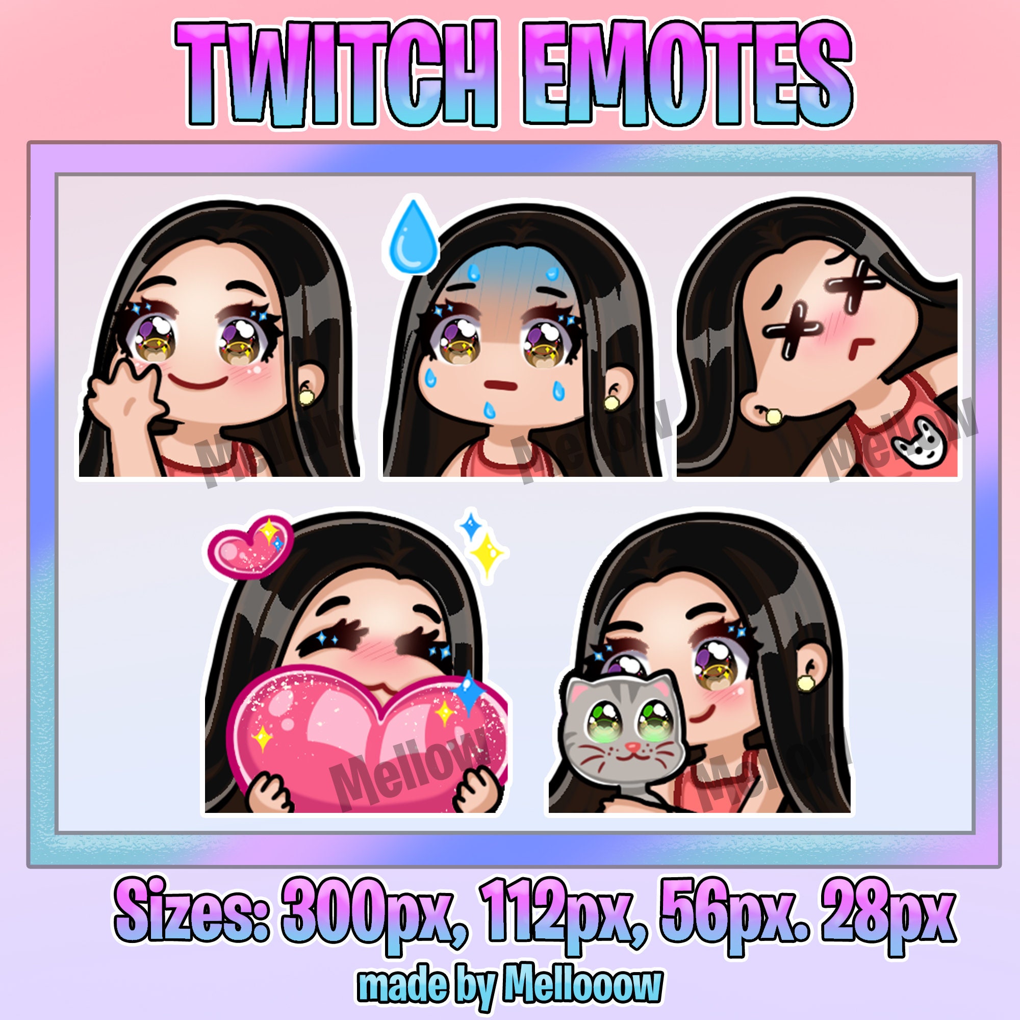 Art And Collectibles Girl Emotes Twitch Emotes Cute Black Hair Girl