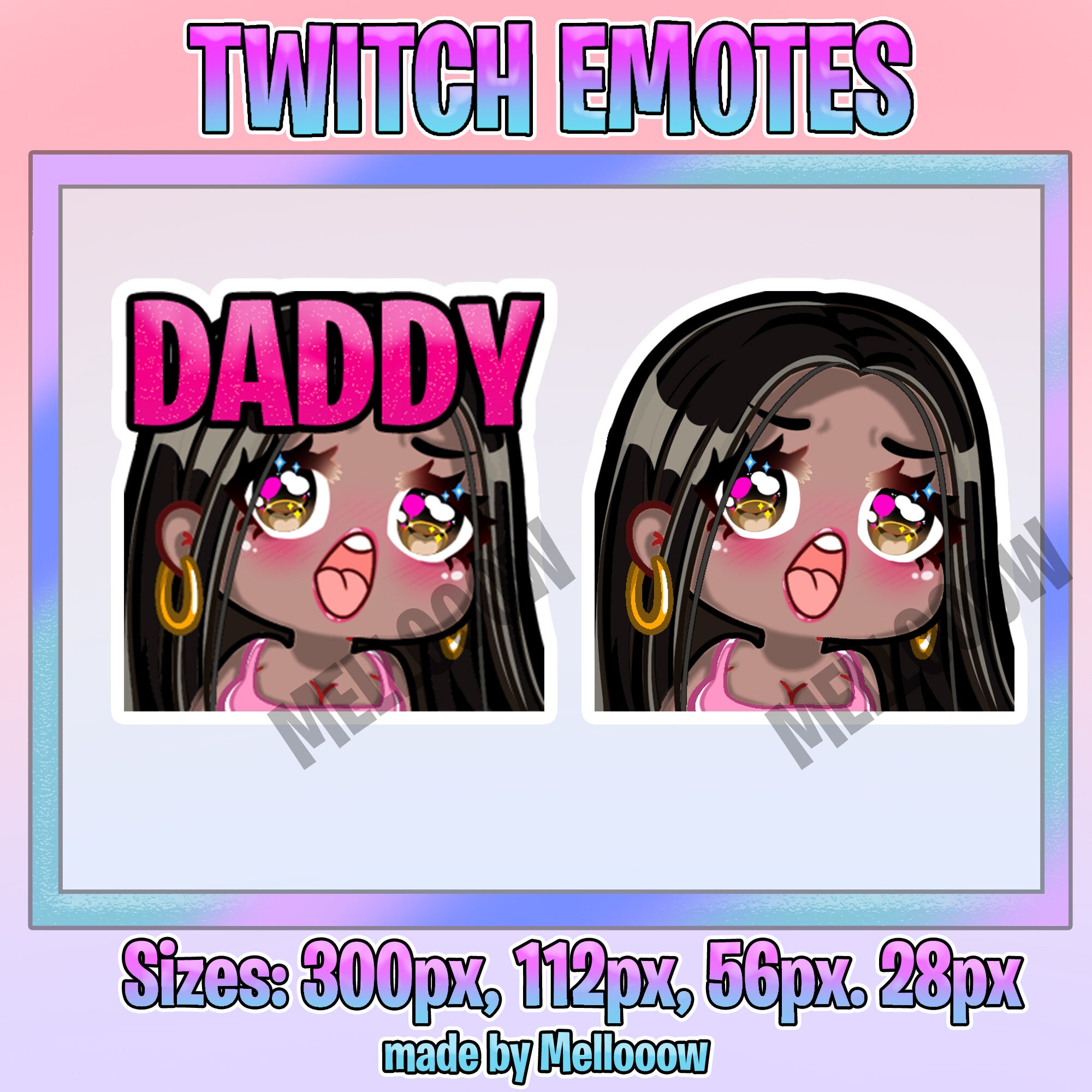 Twitch Emote Cute Chibi Girl Brown Hair, Skin, Eyes 2er PACK - Etsy