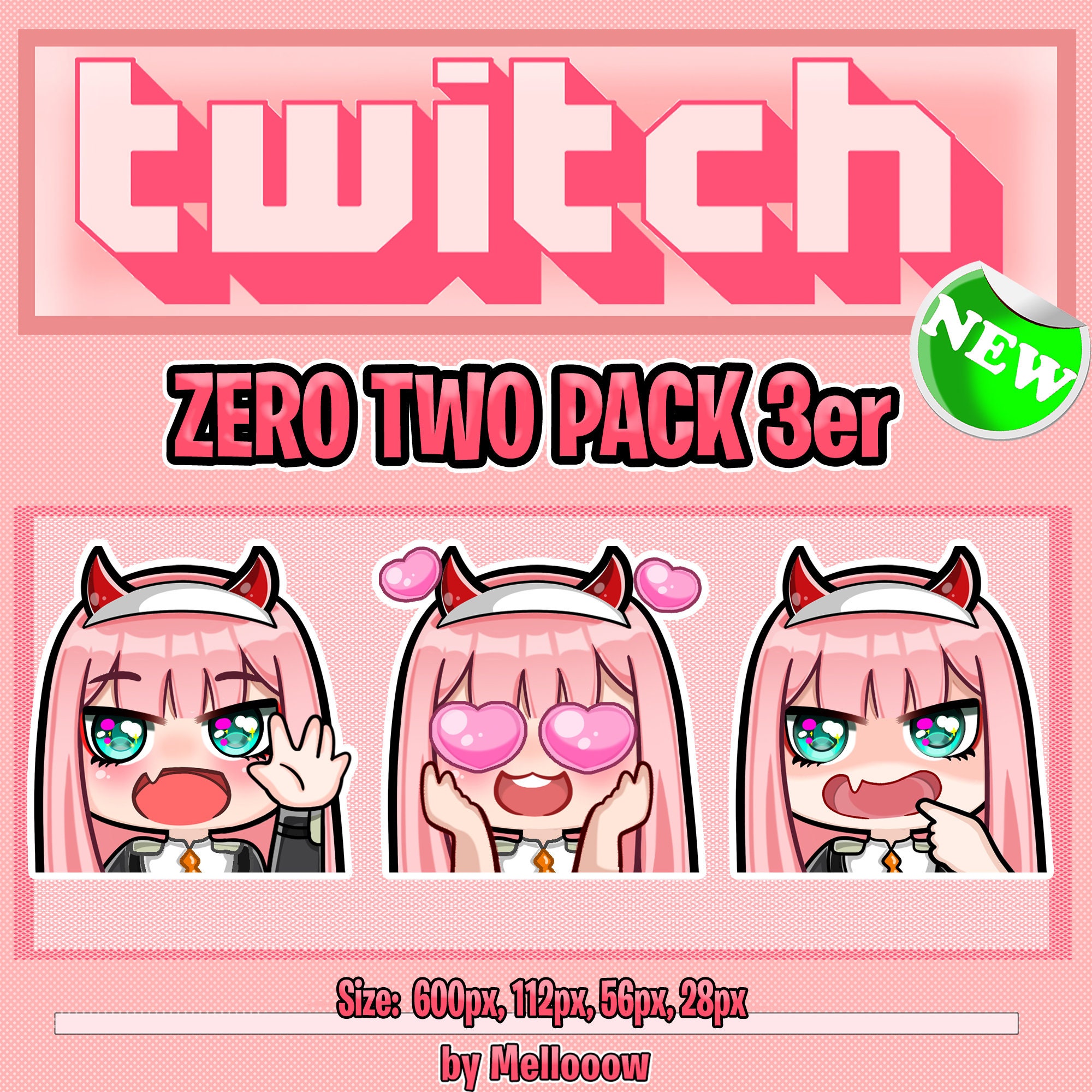 ZERO TWO Cute Twitch Emote Pack!!! (3 Emotes) - Etsy