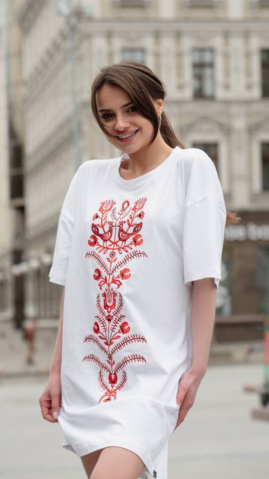 T-shirt-dress With Embroidery «tree of Life» - Etsy