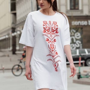 T-shirt-dress With Embroidery «tree of Life» - Etsy