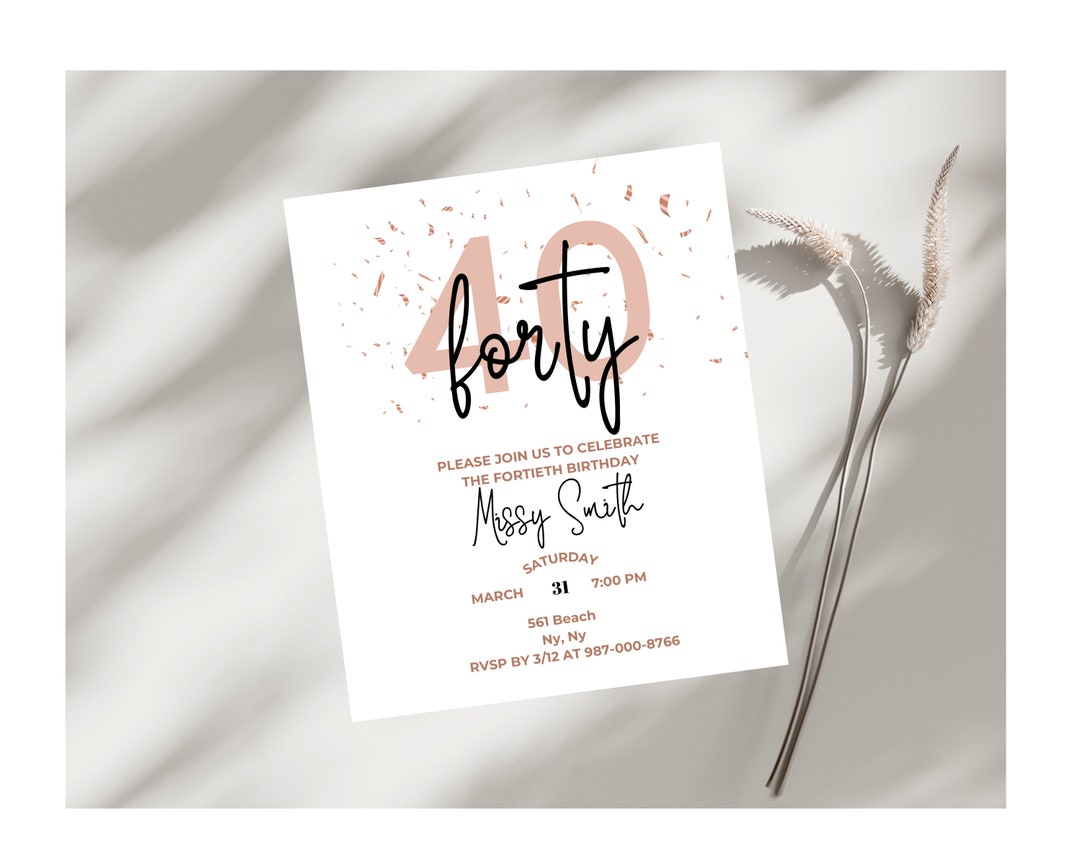 Chic & Customizable 40th Birthday Invitations Editable, Instant ...