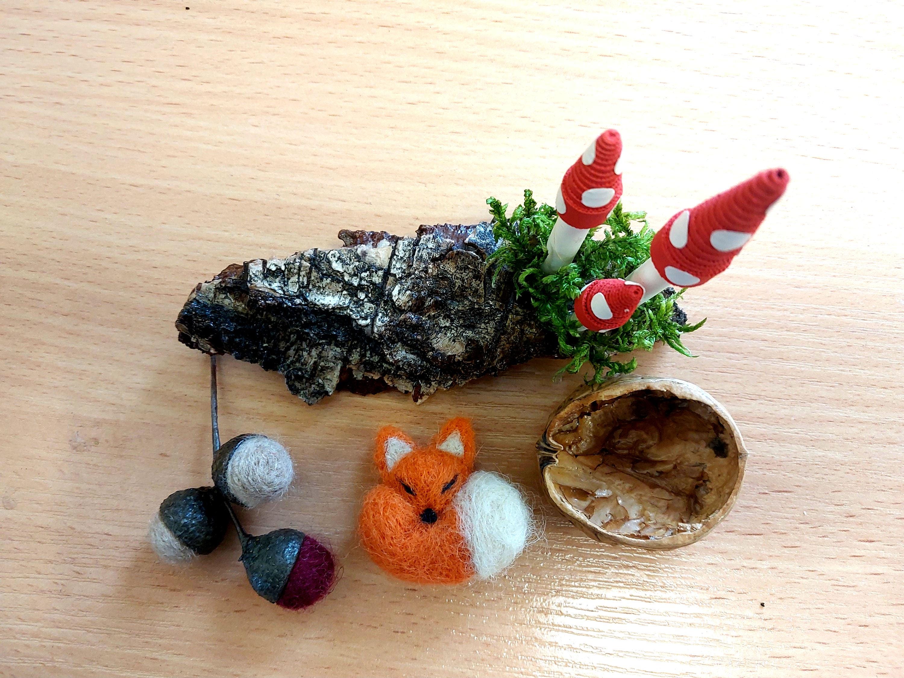 Fox Handmade Needle Felted in a Wallnut Shell, Sleeping Fox, Tiny ...