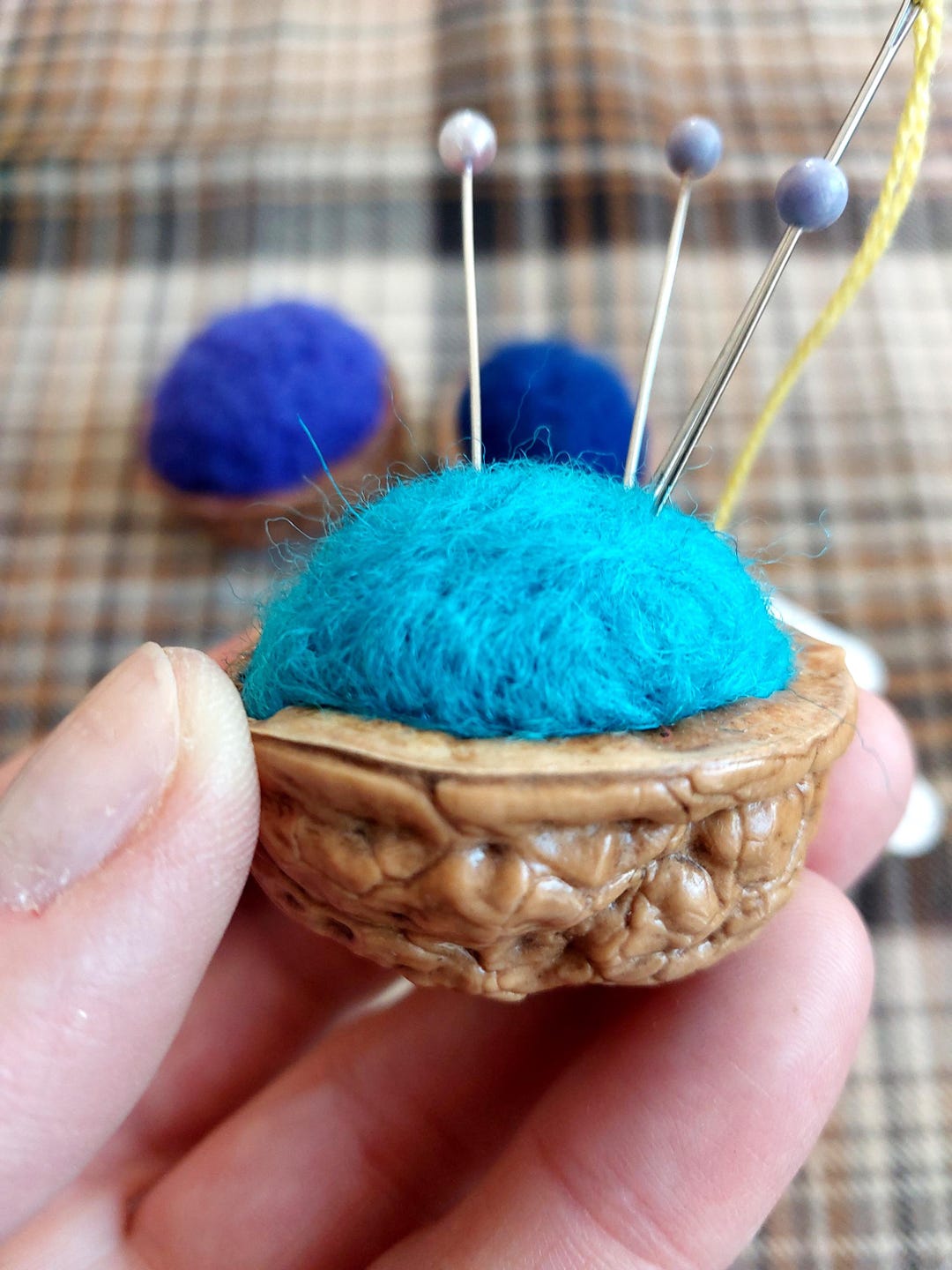 Handmade Merino Wool Pin Cushion: Walnut Shell Sewing Gift - Etsy