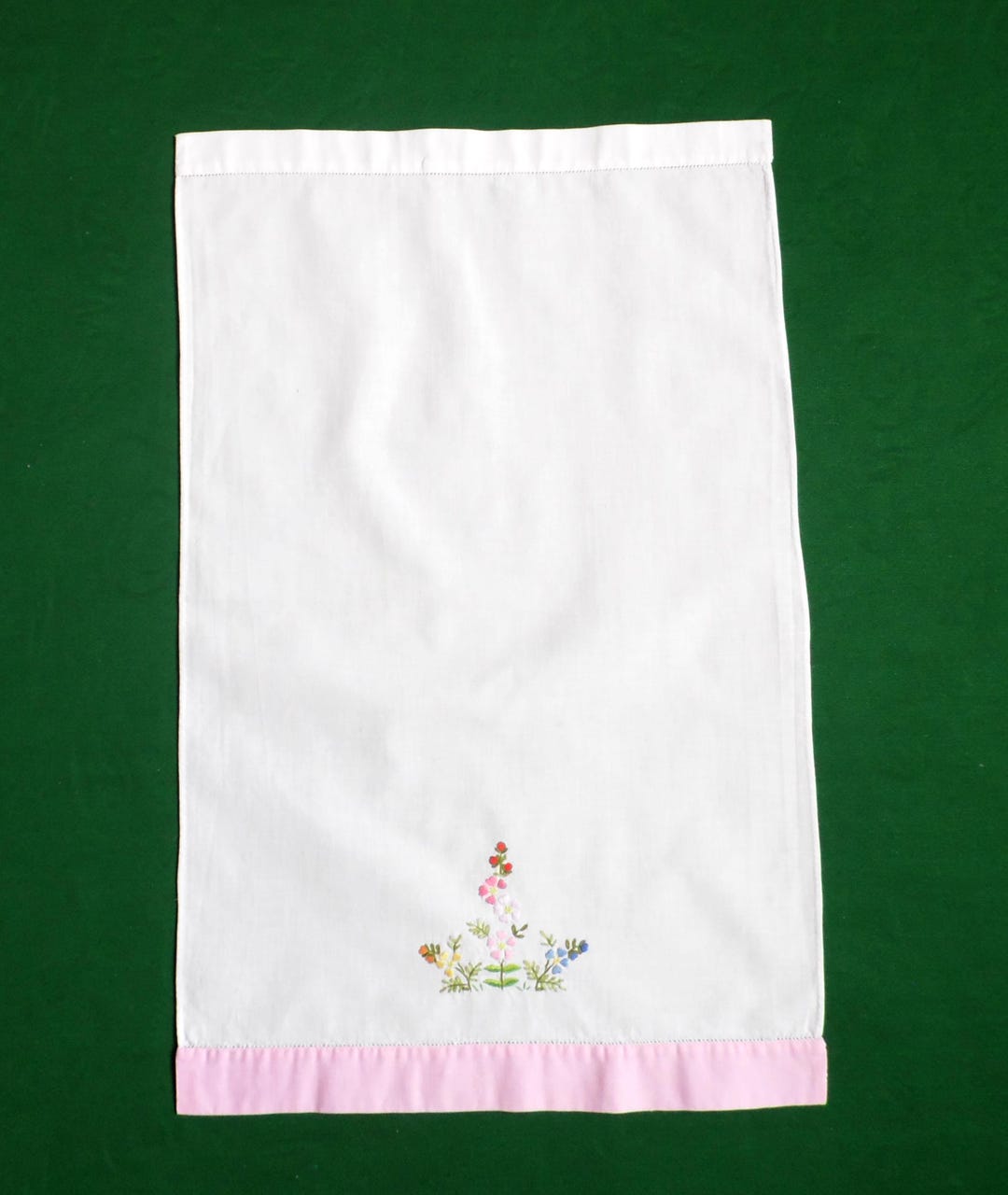 Vintage Cotton Tea Towel With Floral Embroidery Kitchen Decor, Gift ...