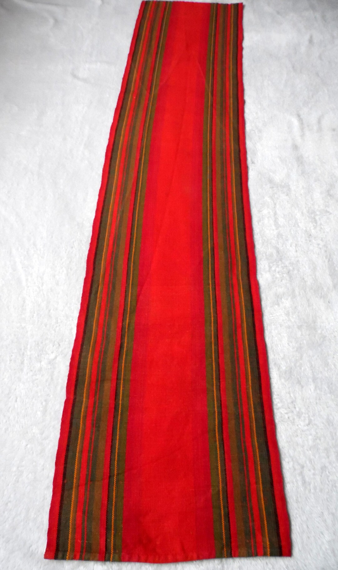 Vintage Linen Table Runner With Stripes, Swedish Woven Table Runner ...
