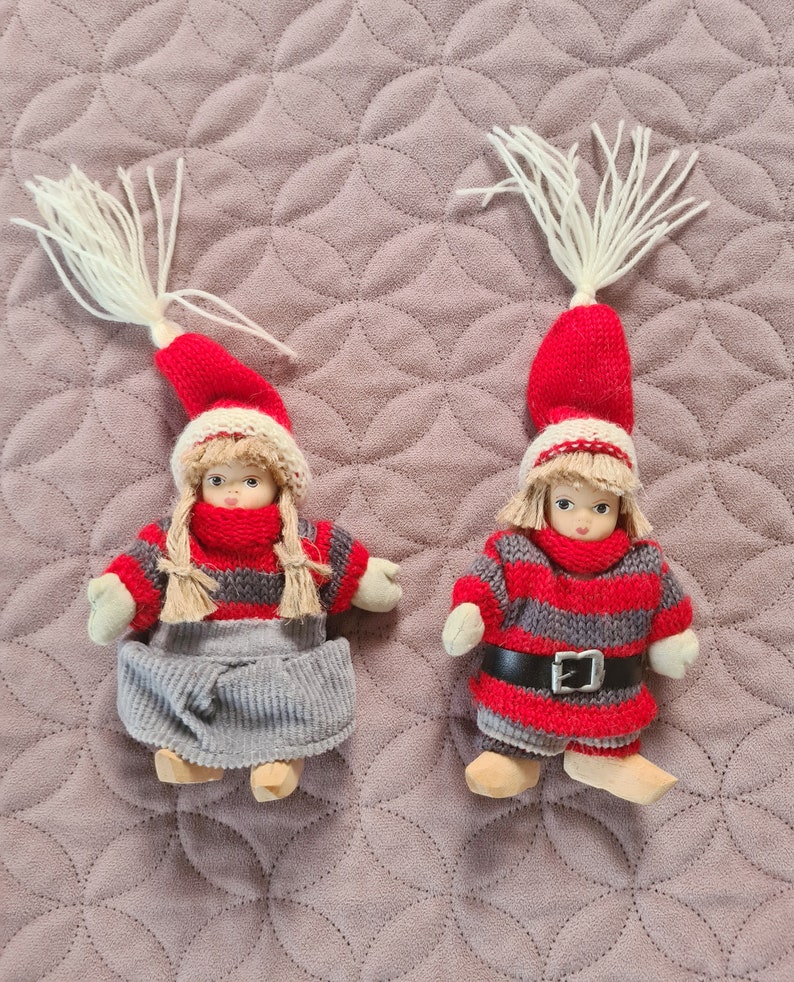 Swedish Nisse Boy and Girl Christmas Figurines Scandinavian Tomte ...