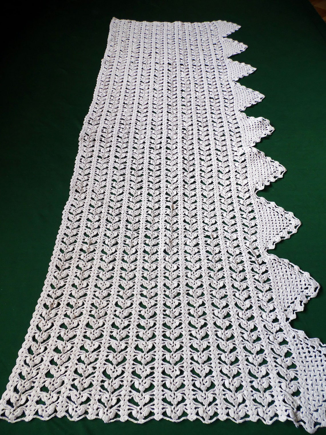 Vintage Crochet Curtain, Crochet Valance, Lace Curtain, Window Lace ...