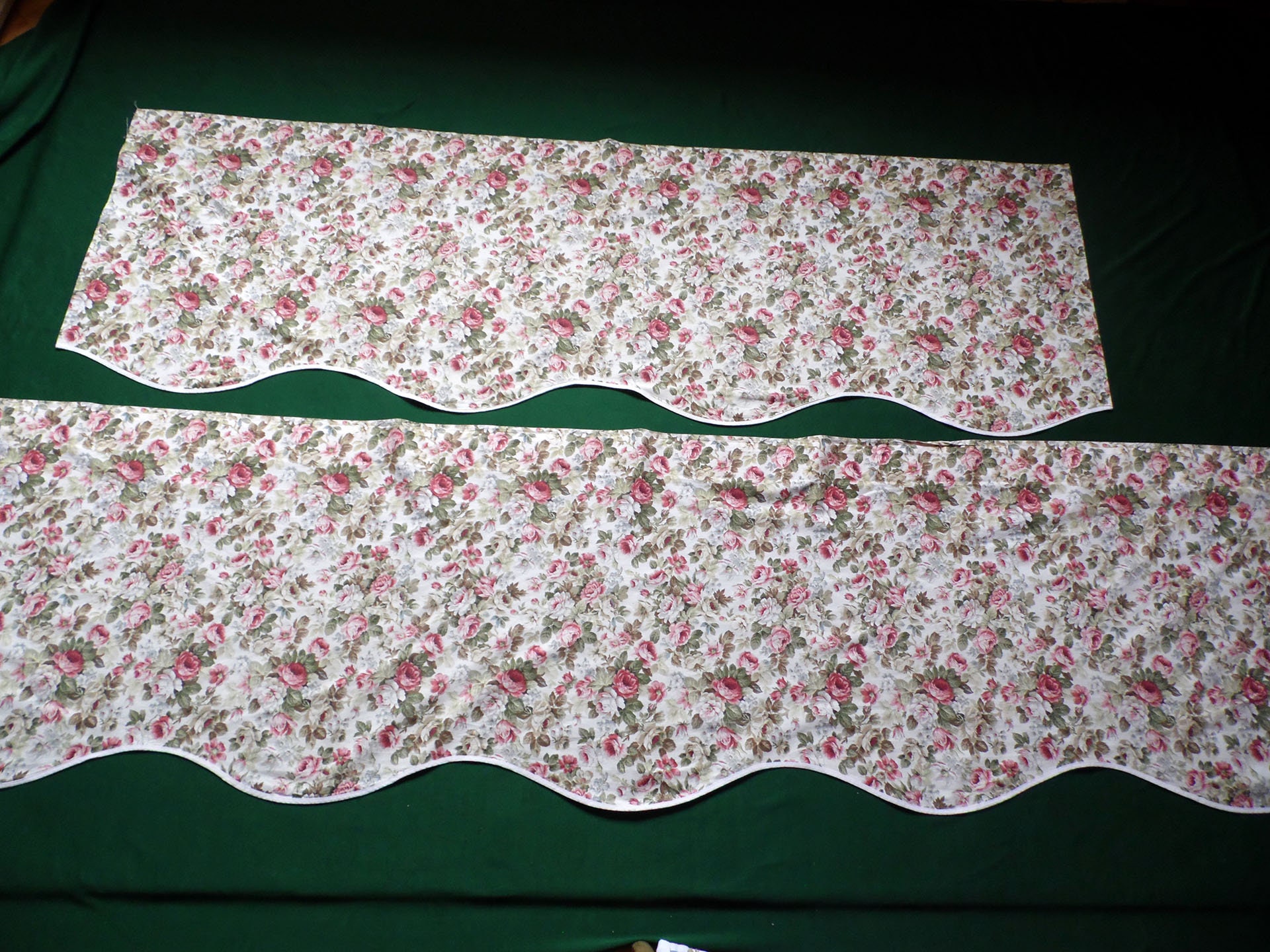 Vintage Valance, Set of 2, Valance With Roses, Shabby Chic Window Decor ...