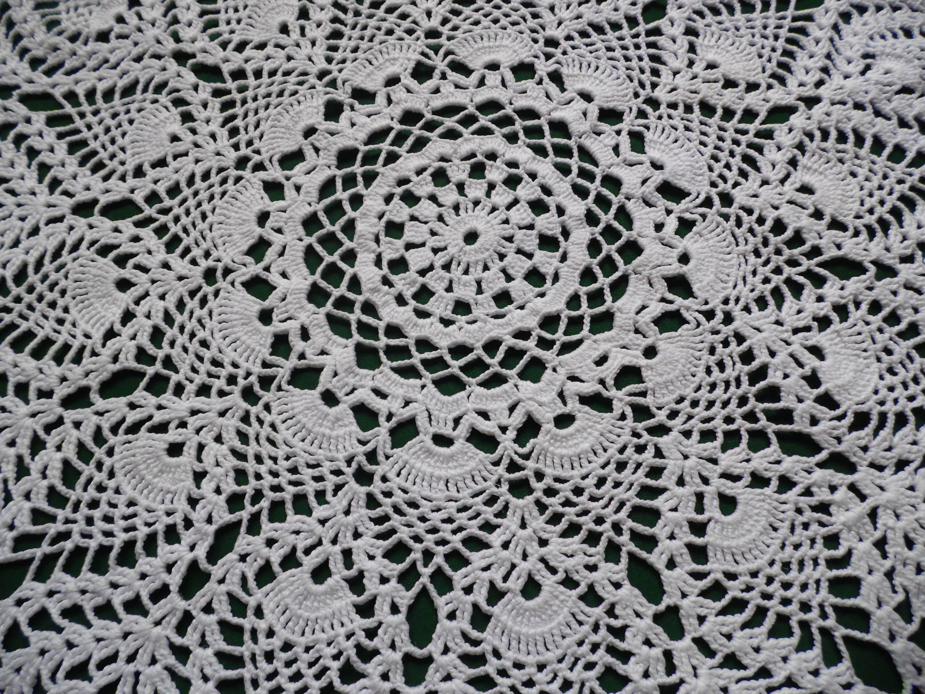 Vintage Crochet Tablecloth. Round Crochet Table Topper. Crocheted Table ...