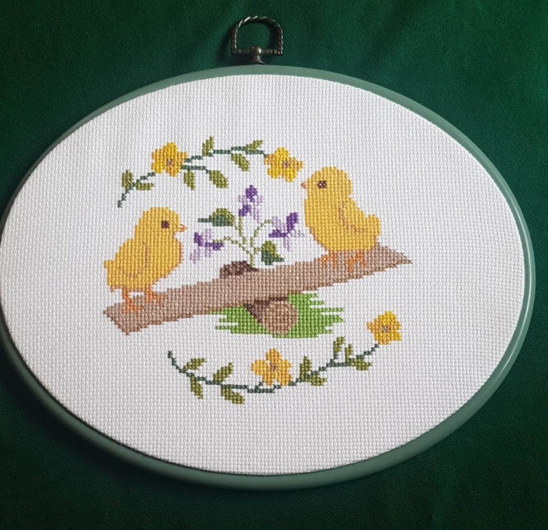 Vintage Easter Hoop Picture, Easter Wall Hanging, Hand Embroidery ...