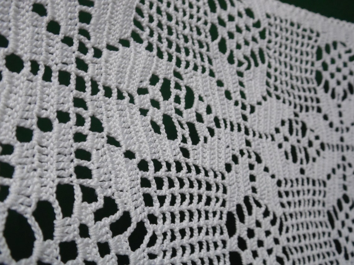 Vintage Crochet Table Runner, Crochet Table Topper, Crocheted Table ...