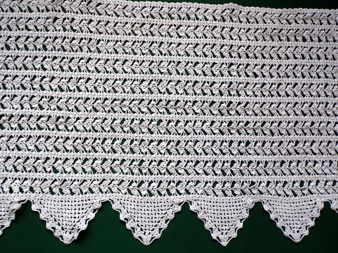 Vintage Crochet Curtain, Crochet Valance, Lace Curtain, Window Lace ...