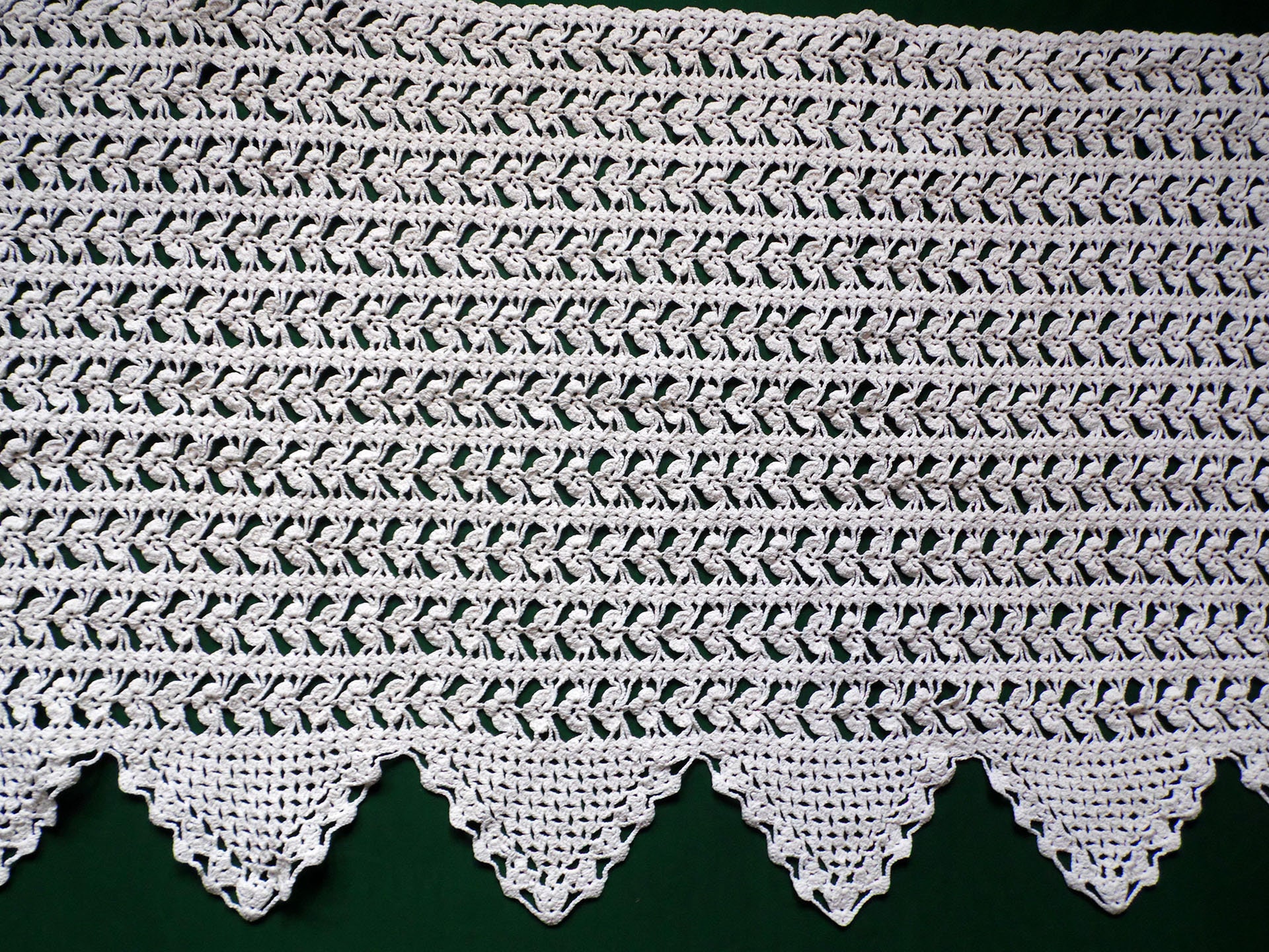 Vintage Crochet Curtain, Crochet Valance, Lace Curtain, Window Lace ...