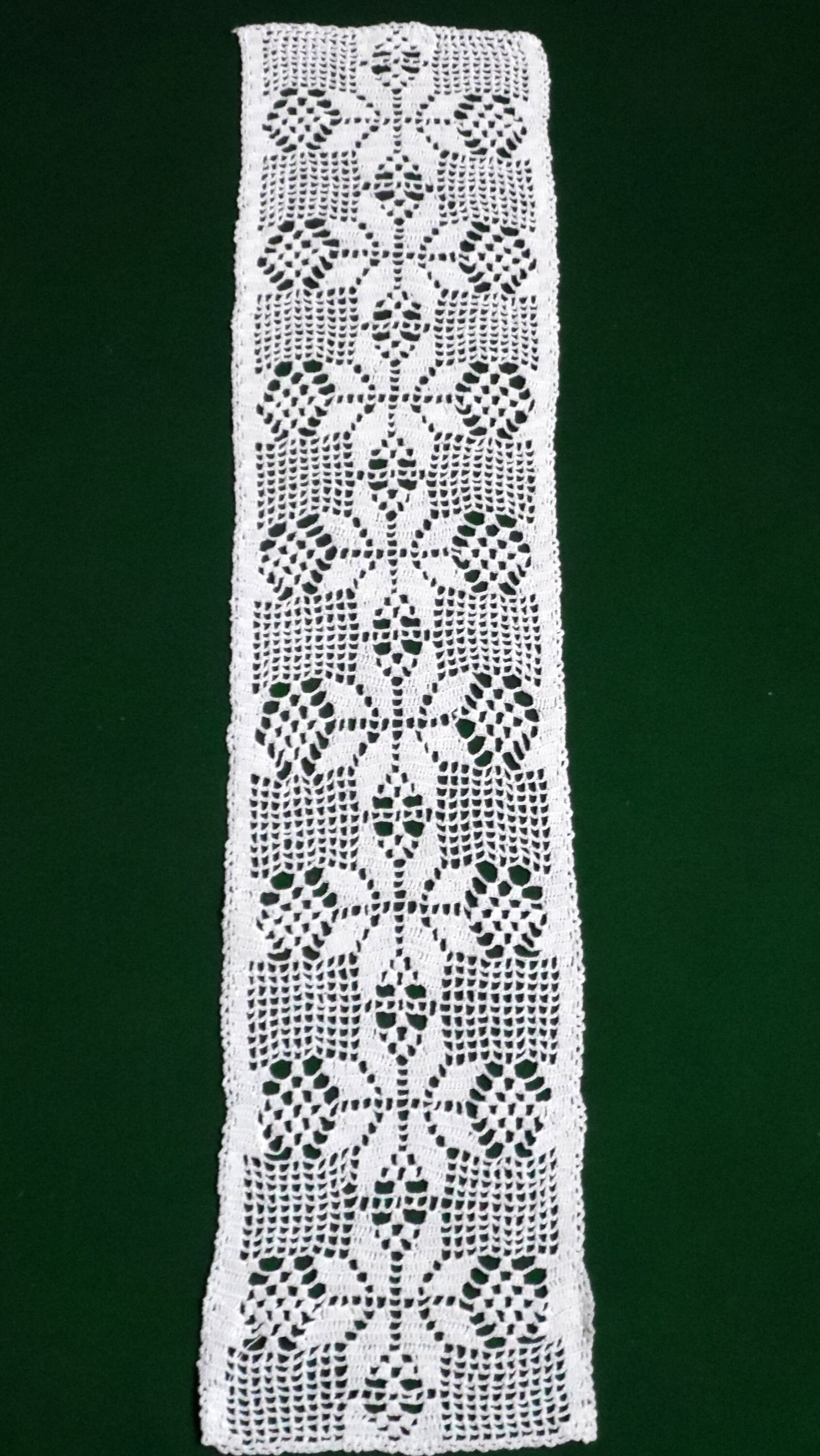 Vintage Crochet Table Runner, Crochet Table Topper, Crocheted Table ...