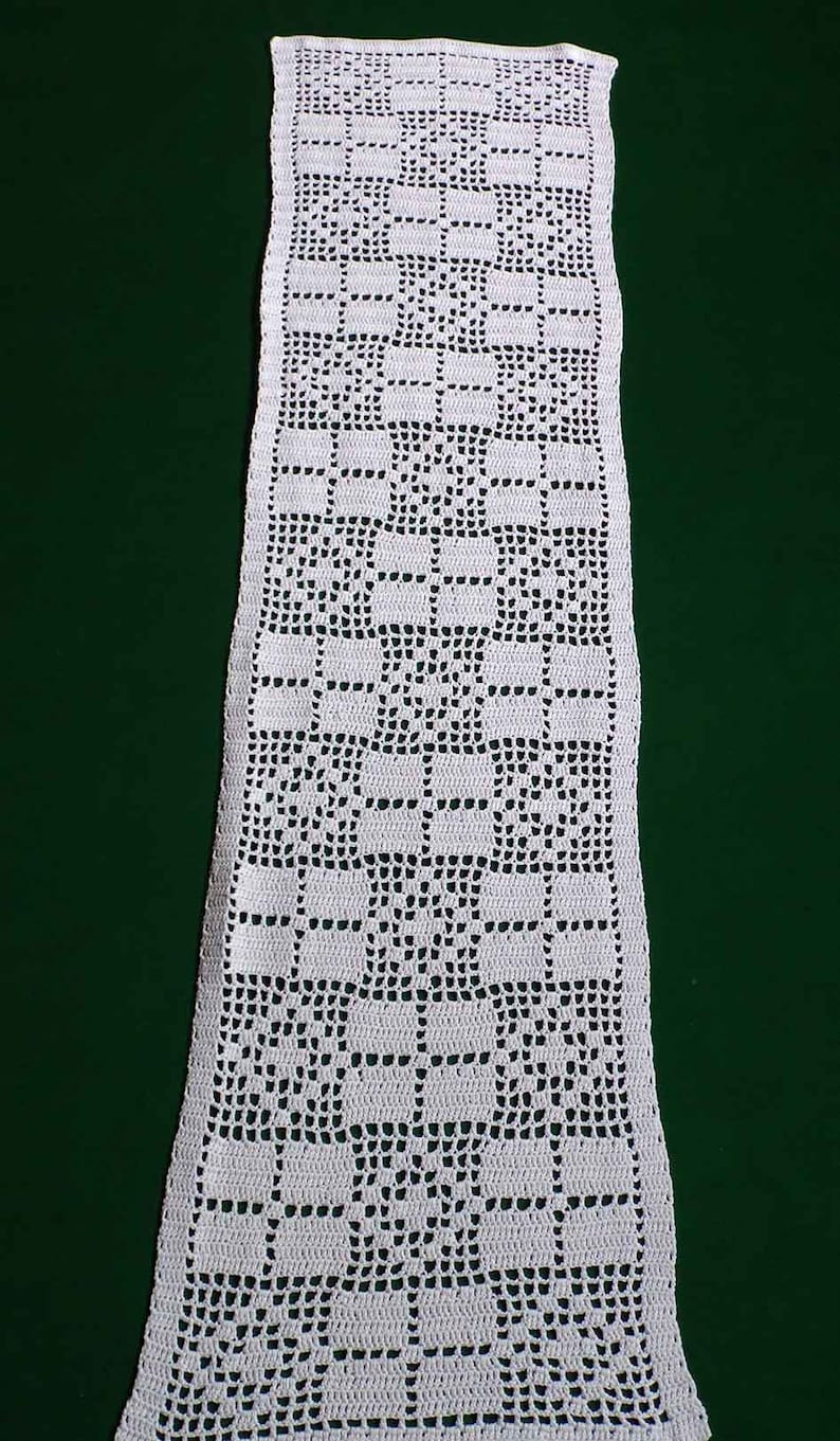 Vintage Crochet Table Runner, Crochet Table Runner, Swedish Table ...