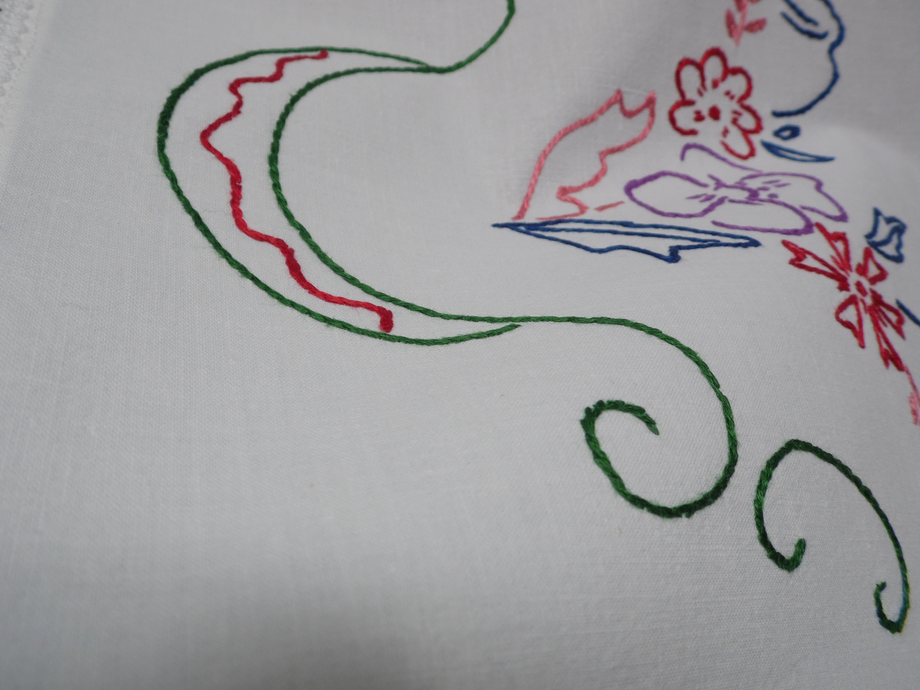 Vintage Cotton Table Runner With Hand Embroidery, Embroidered Table ...