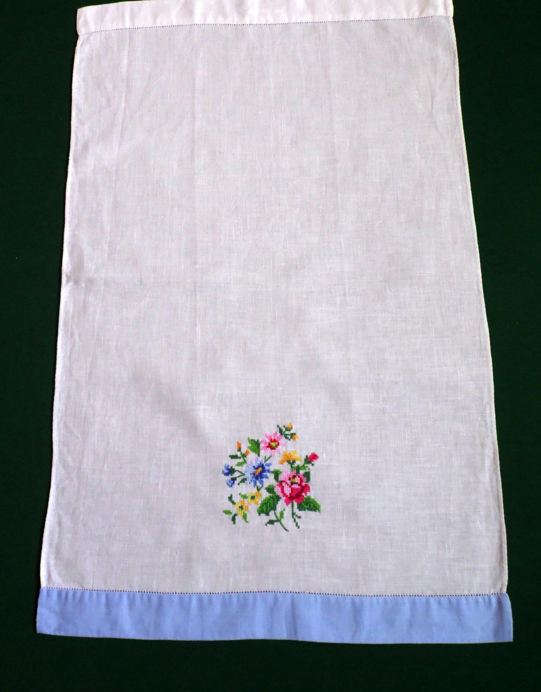 Vintage Cotton Tea Towel With Floral Embroidery Kitchen Decor, Gift ...