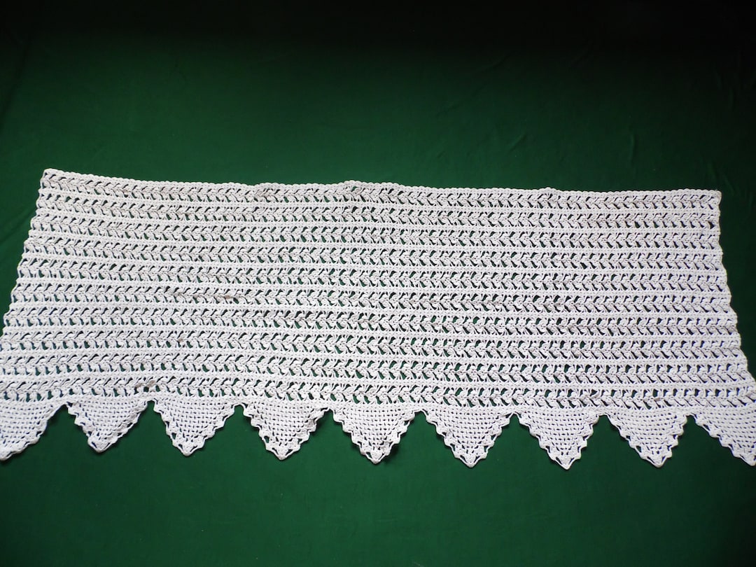 Vintage Crochet Curtain, Crochet Valance, Lace Curtain, Window Lace ...