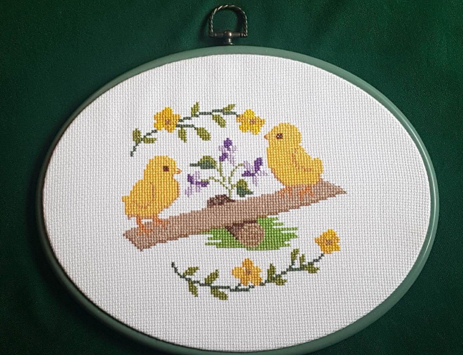 Vintage Easter Hoop Picture, Easter Wall Hanging, Hand Embroidery ...