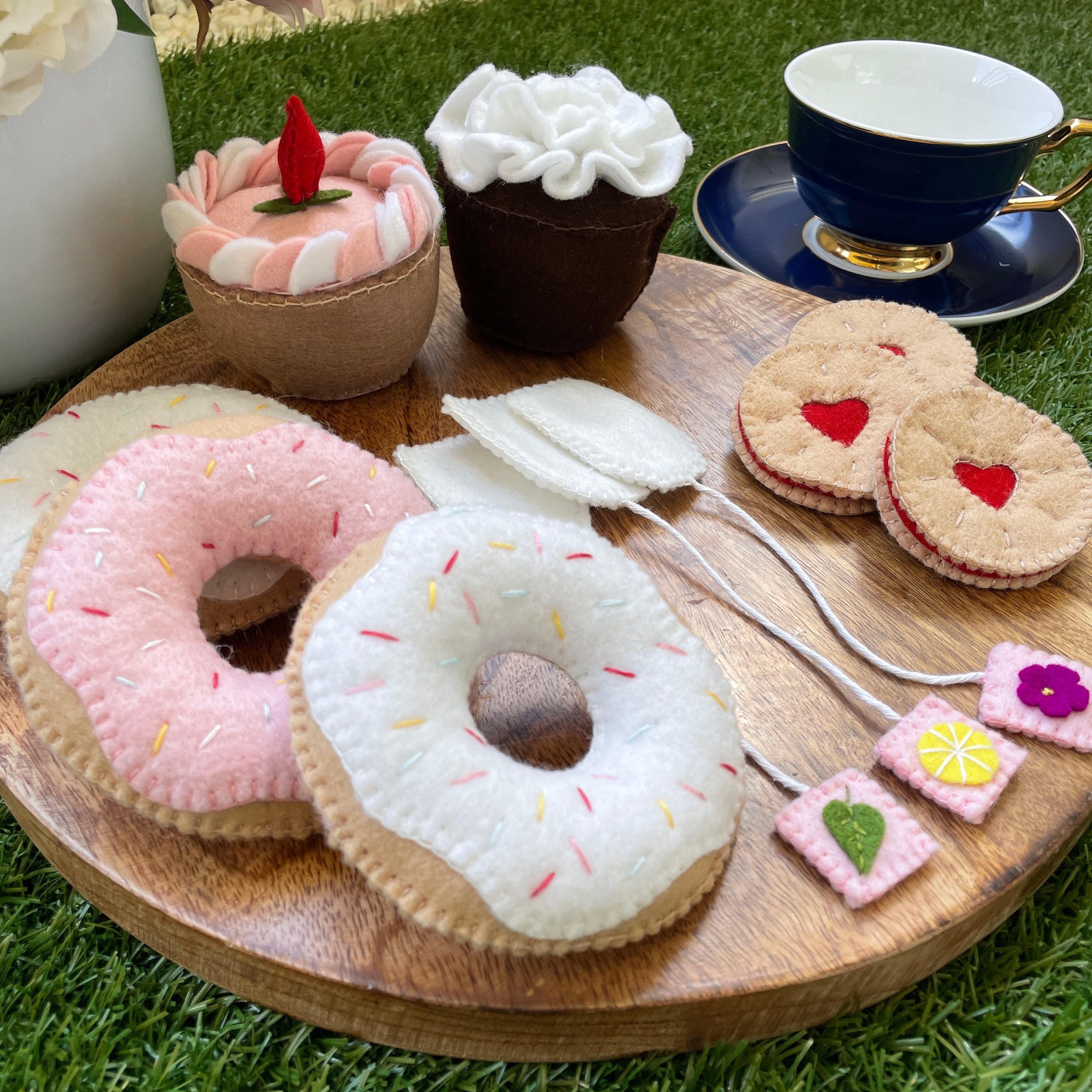 High Tea Felt Pattern, Felt Play Food, Donut, Cupcake, Tea Bag, Jam ...