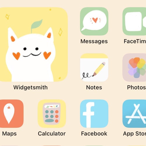 Cute Hand-drawn Iphone App Icon Set ios 14 & Android - Etsy