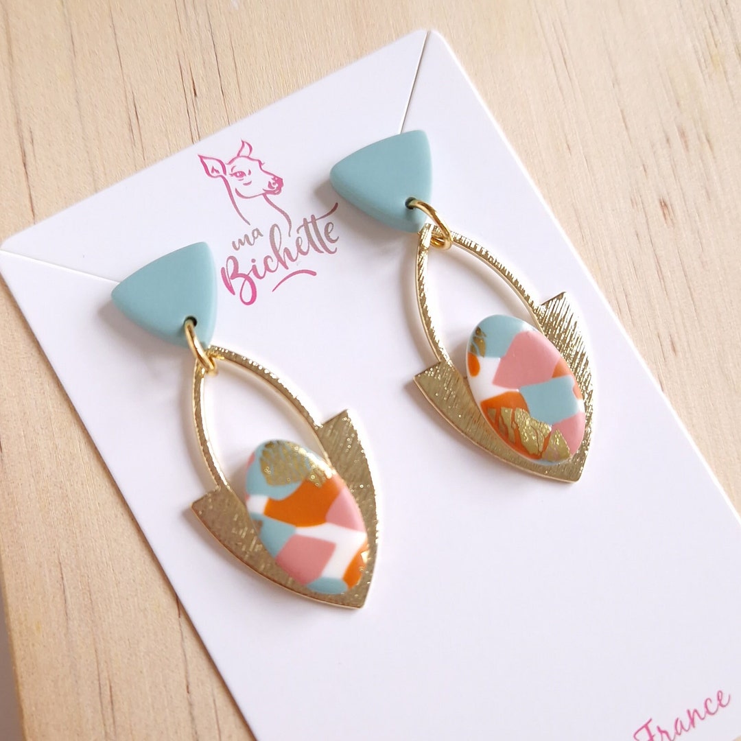 Earrings, Handmade in France, pla Nok Kaew Model Original Creation, by ...