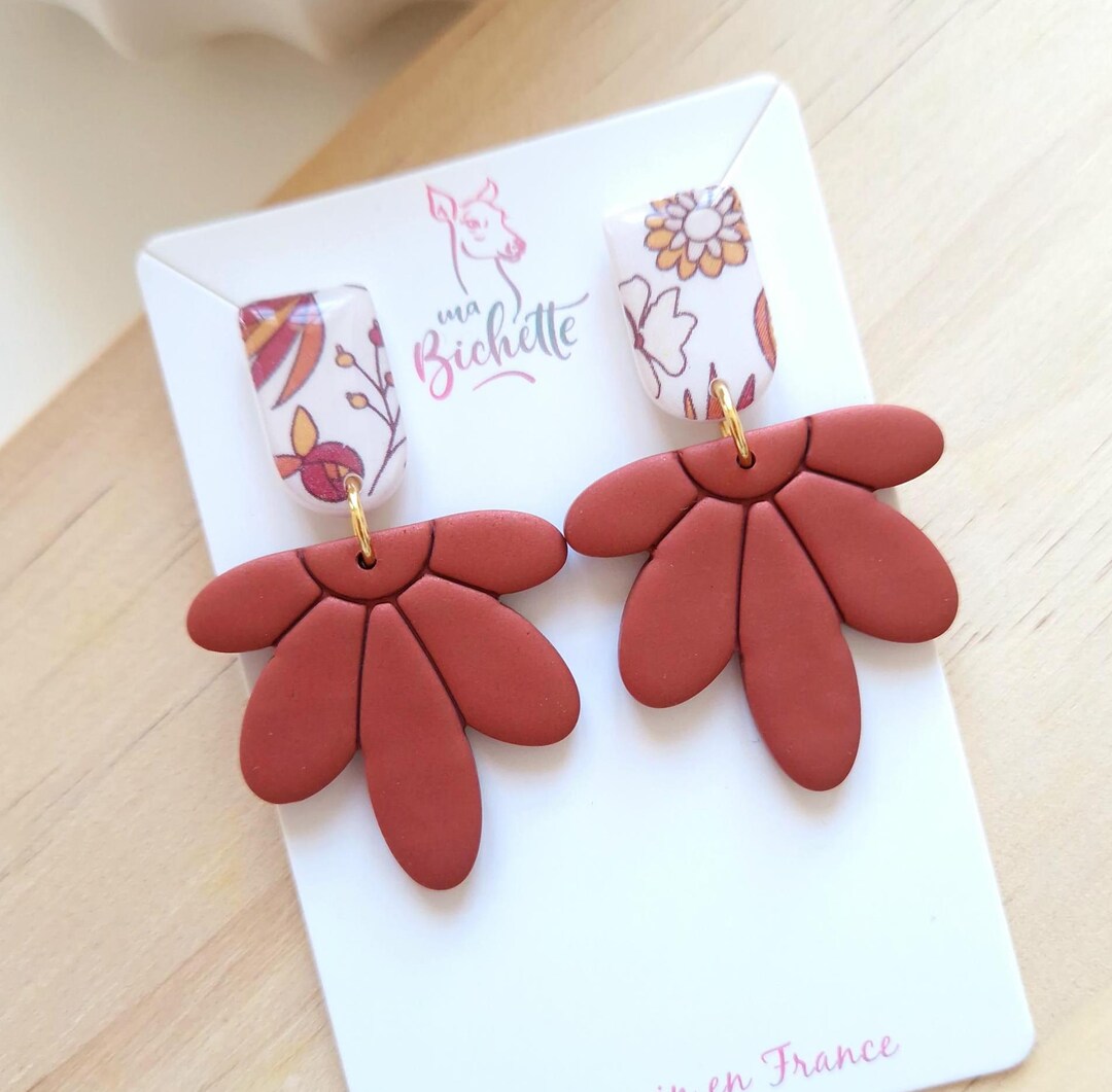 Earrings, Handmade in France, Model "baï Maï Thongdaeng" - Original ...
