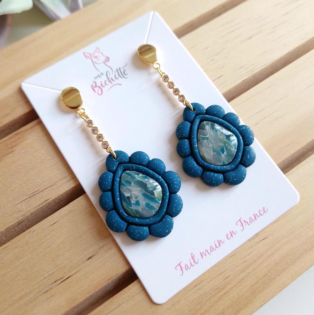Earrings, Handmade in France, "cameo" Model, 24k Gold-plated Clasp - Etsy
