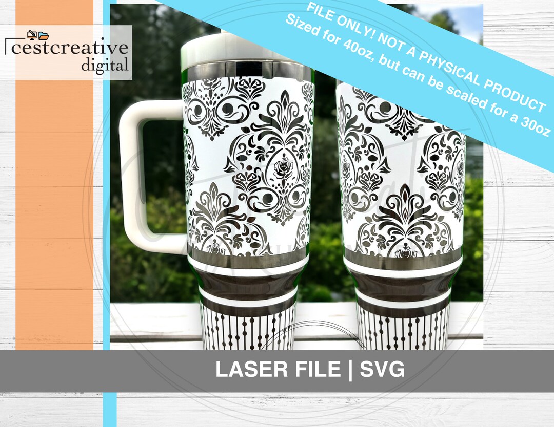 Damask Rose - 40oz Wrap Design Laser File SVG - Etsy