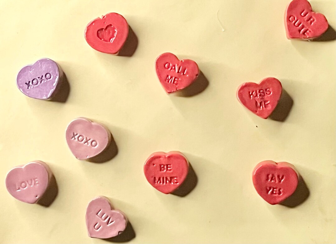 Conversation Heart, Heart, Valentine’s Day, Red, Pink, Purple Magnets ...