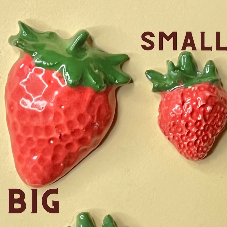 Strawberry Ceramic Magnets, Fridge Magnet, Decoy Garden Strawberries - Etsy