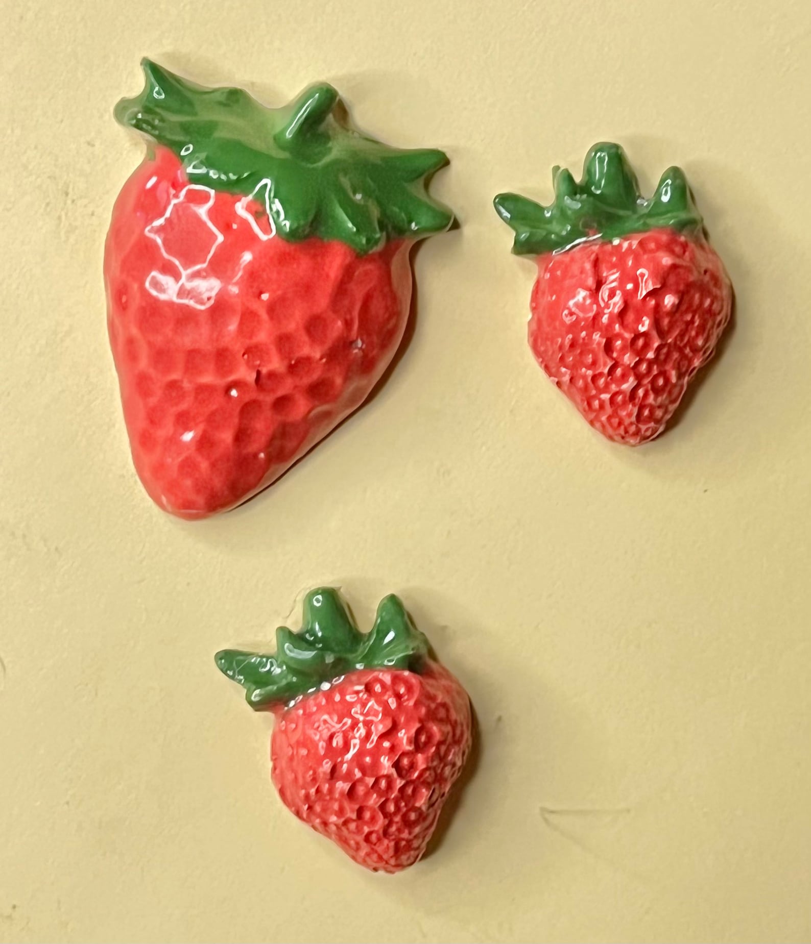 Strawberry Ceramic Magnets, Fridge Magnet, Decoy Garden Strawberries - Etsy