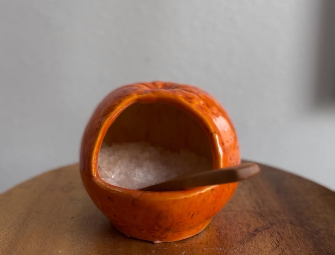 Ceramic Orange Salt Cellar, Salt Pig - Etsy