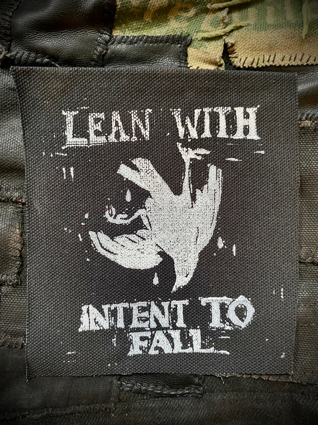 Lean With Intent to Fall Linocut Patch - Etsy