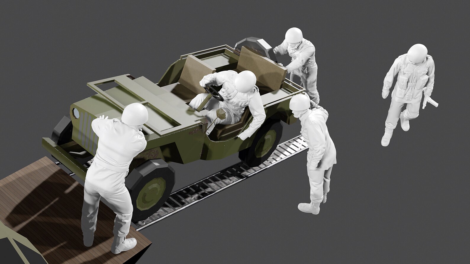 WWII British Glider Infantry - Helmets - Loading/unloading Jeep - 5 ...