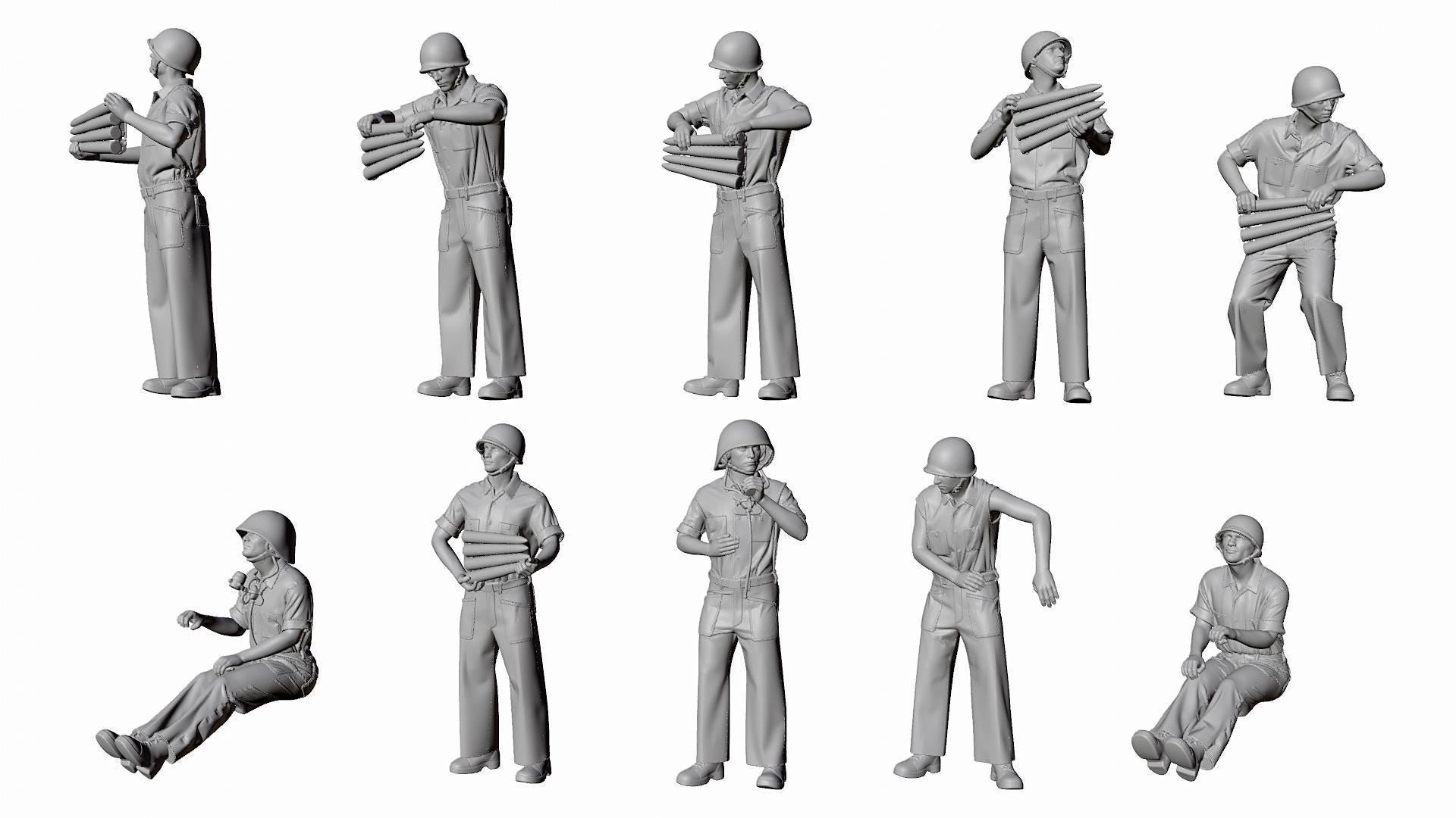 WWII US Navy - 40mm Quod Bofors Crew - 10 Figures - Set 1 - Etsy