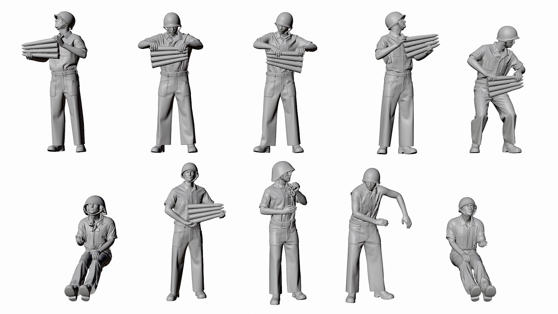 WWII US Navy - 40mm Quod Bofors Crew - 10 Figures - Set 1 - Etsy