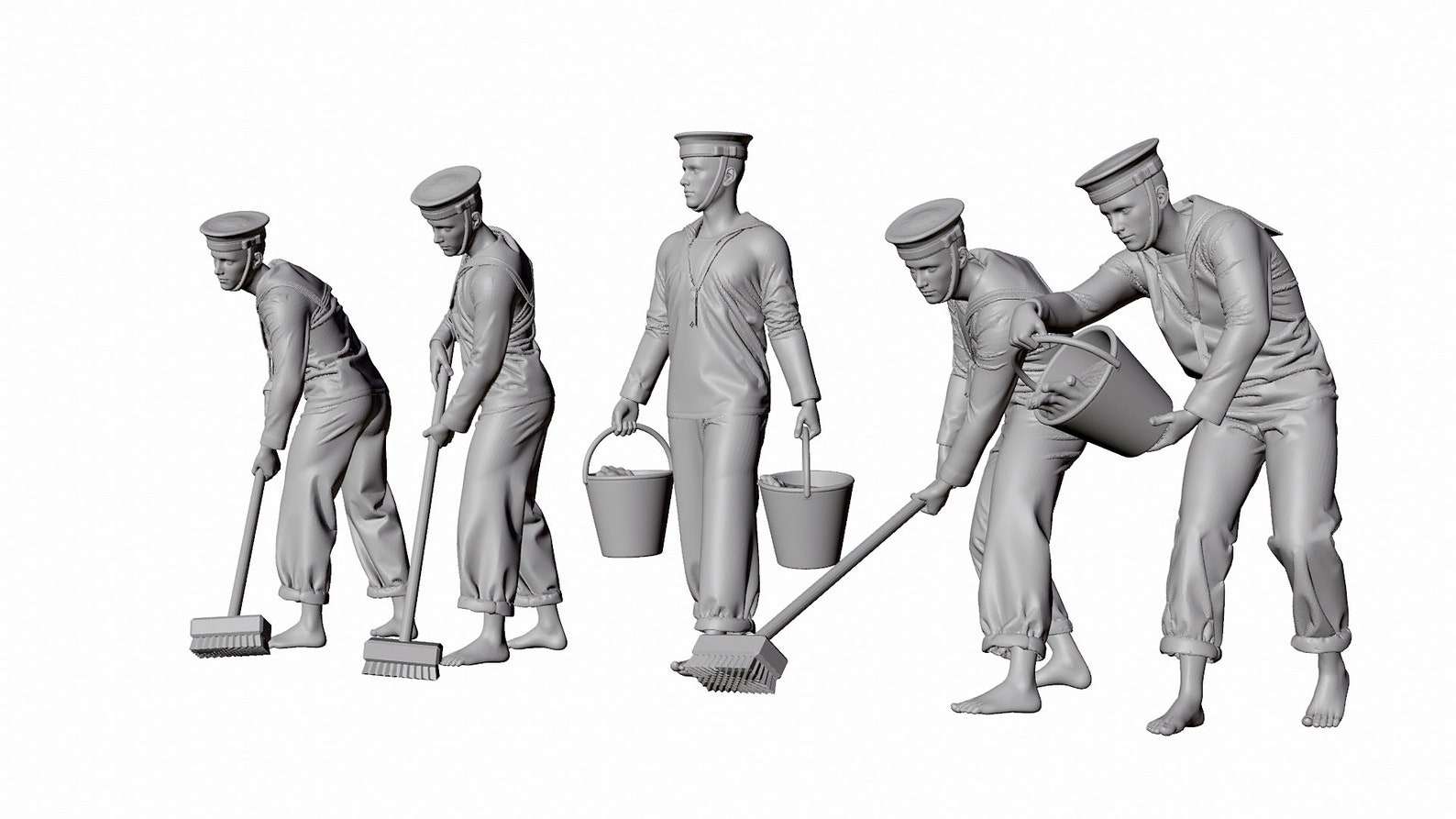 WWII Royal Navy Swab the Deck 5 Figure Set - Etsy