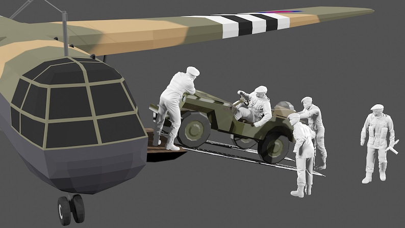 WWII British Glider Infantry - Berets - Loading/unloading Jeep - 5 ...