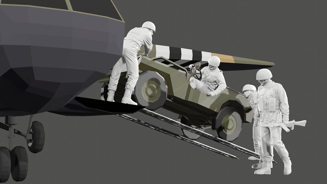 WWII British Glider Infantry - Helmets - Loading/unloading Jeep - 5 ...