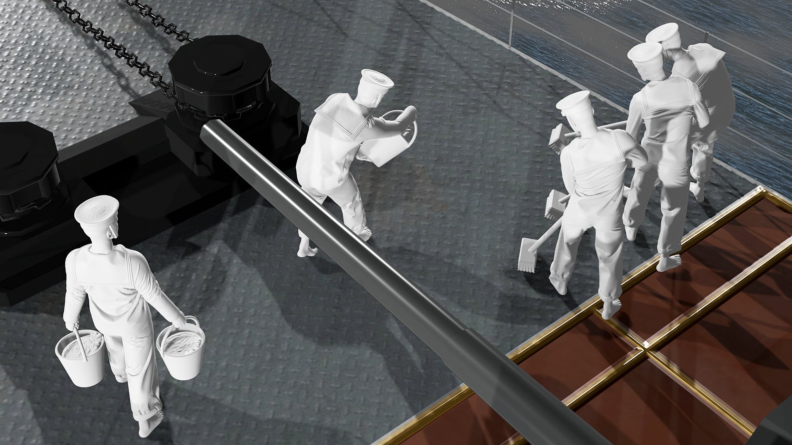 WWII Royal Navy Swab the Deck 5 Figure Set - Etsy