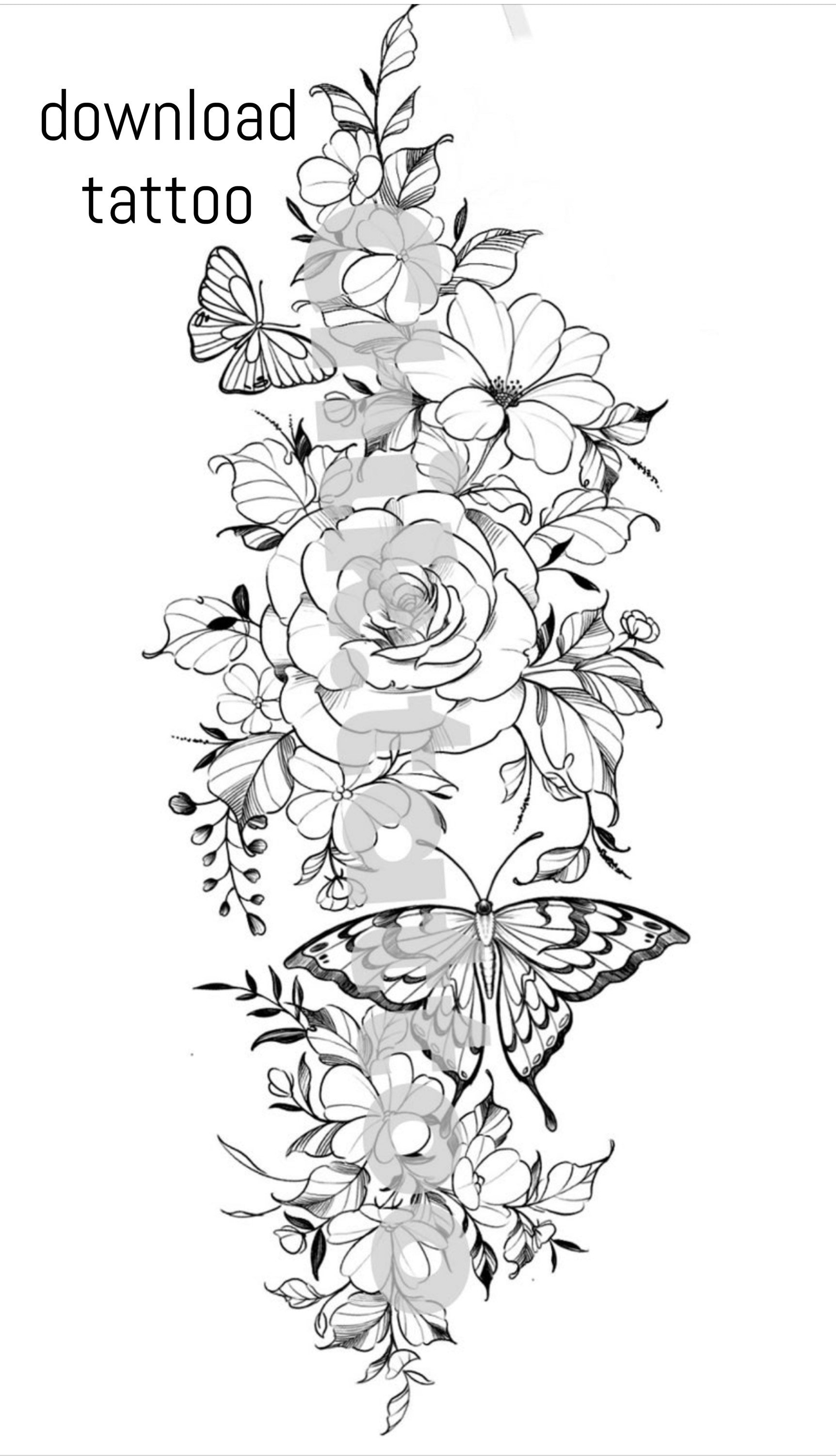 Feminine and Floral Design for Chik Tattoo Tattoo. Instant Download of ...