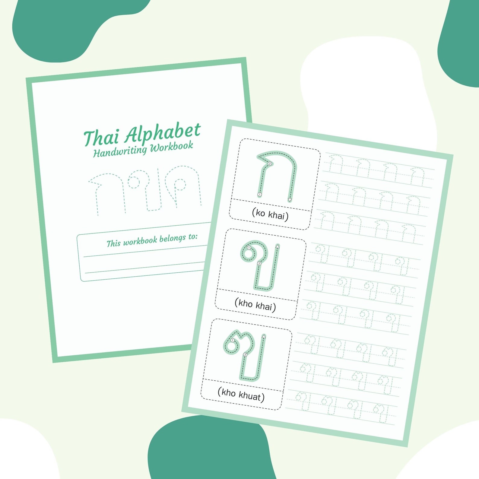 Thai Alphabet Handwriting Sheet Thai Alphabet Worksheets | Etsy